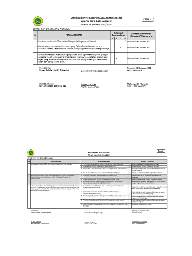 Matriks Kkn-Dik Smada 2023 Terbaru New | PDF