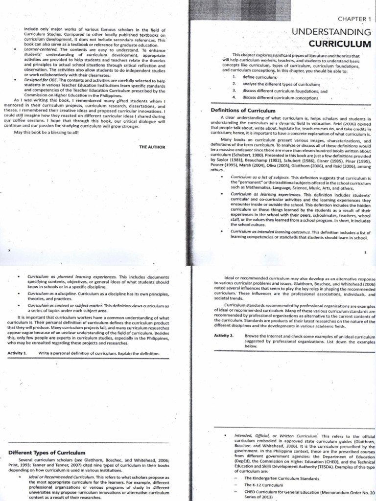 The Teacher and The School Curriculum Module 1 | PDF