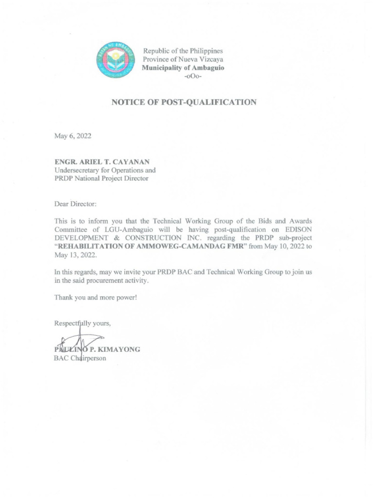NOtice of Post-Qualification | PDF