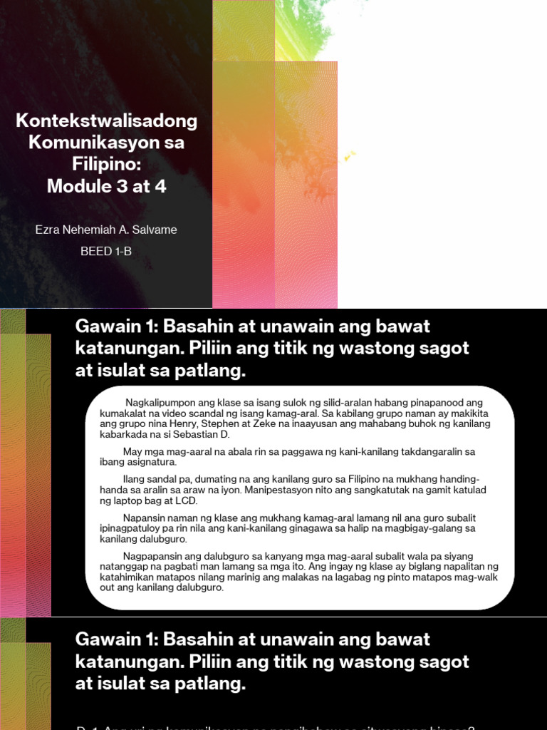 Kontekstwalisadong Komunikasyon Sa Filipino M34 | PDF