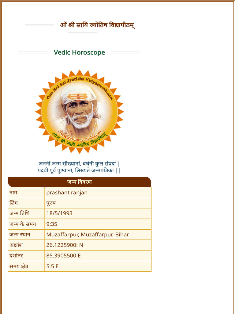 Prashant Ranjan - Om Sri Sai Jyotisha Vidyapeetham | PDF