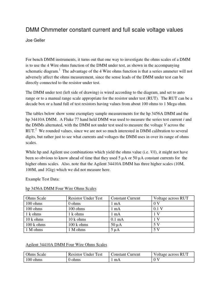 DMM Ohmmeter Testing Guide | PDF