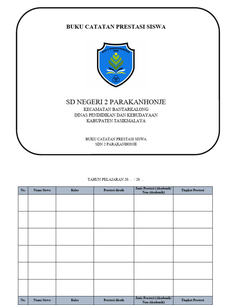 Buku Catatan Prestasi Siswa - Rekap Sekolah | PDF