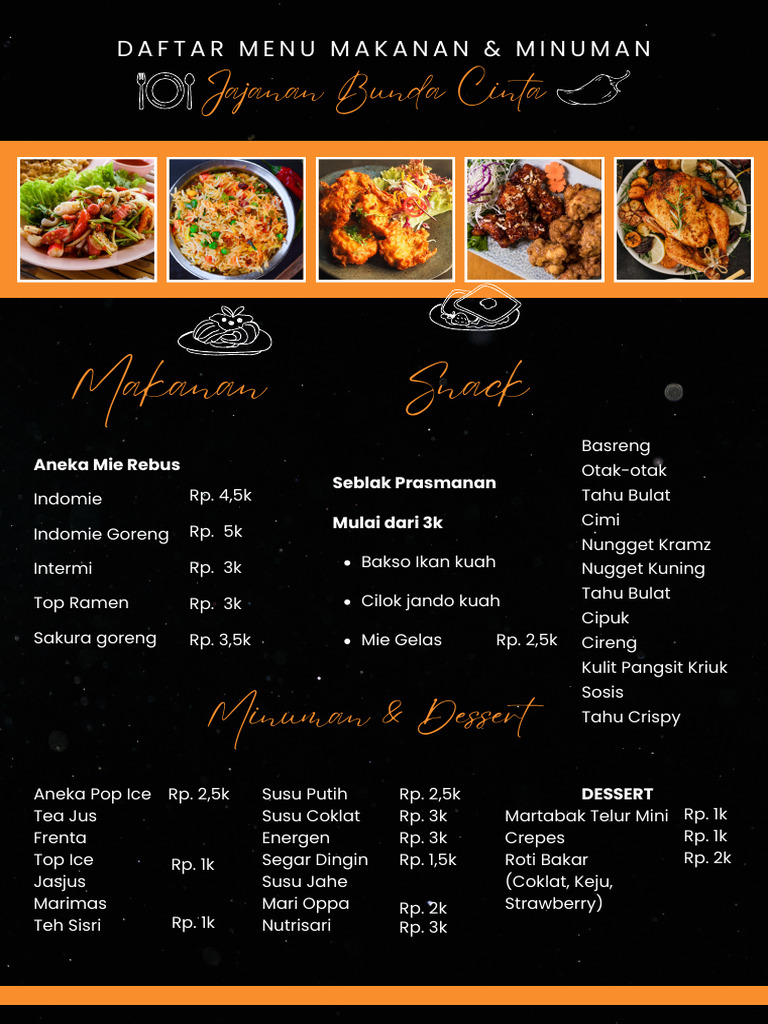 Daftar Menu Makanan dan Minuman | PDF