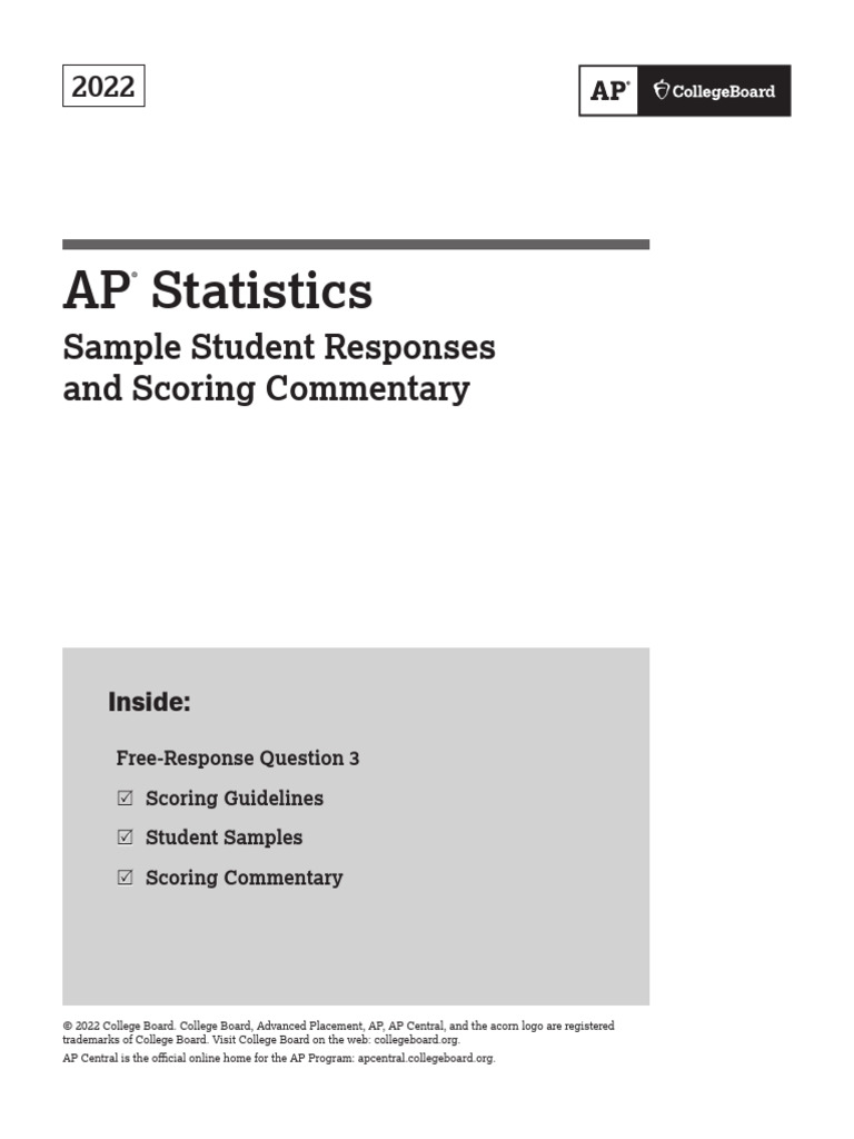 AP Statistics: Sample Student Responses and Scoring Commentary | PDF ...