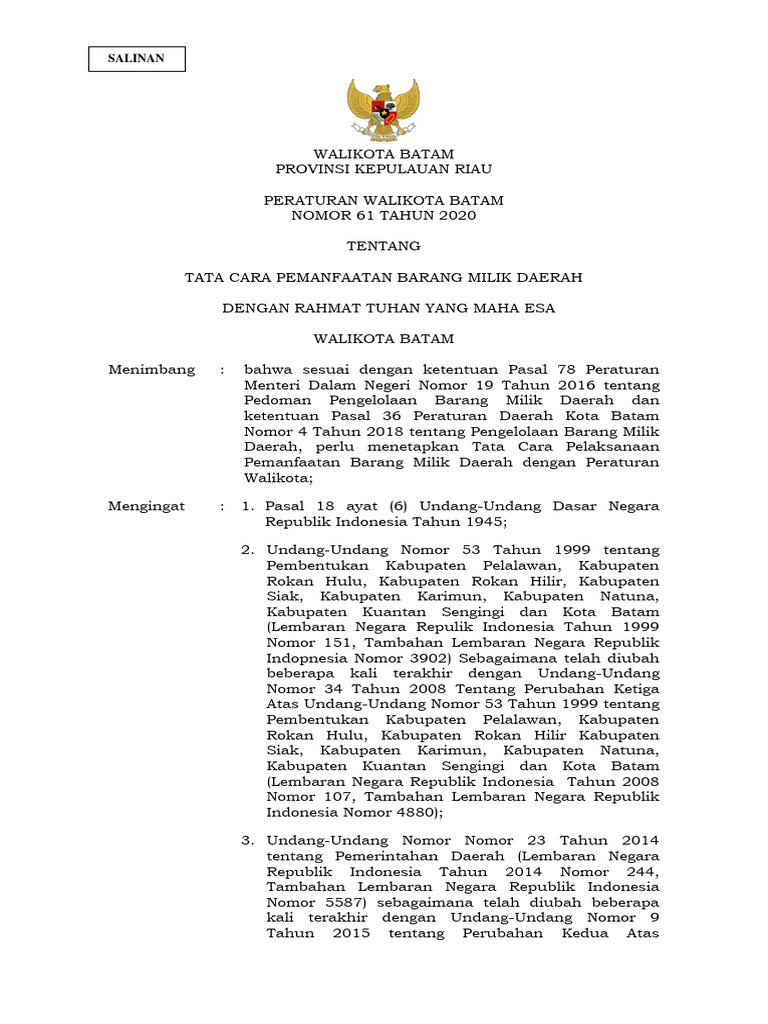 Tata Cara Pemanfaatan BMD | PDF