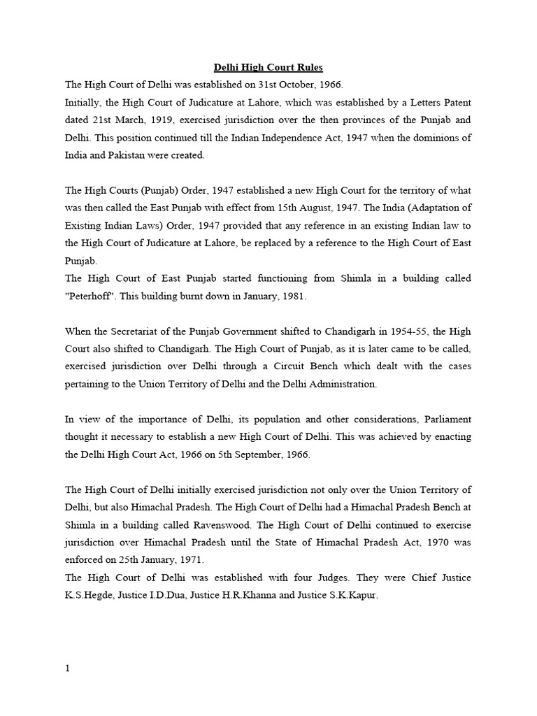 Delhi High Court Rules | PDF | Jurisdiction | Supreme Courts