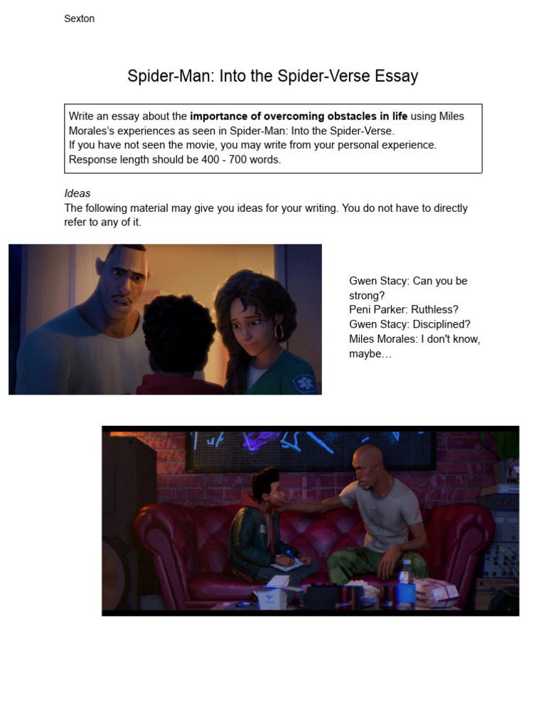 Spider-Man Into The Spider-Verse Personal Response | PDF