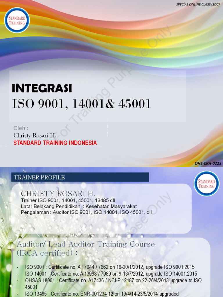 Integrasi ISO 9001, ISO 14001, & ISO 45001 | PDF
