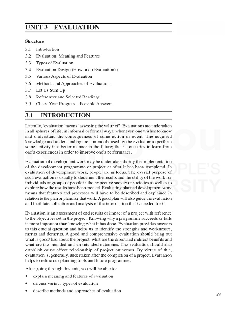 Unit 3 | PDF | Evaluation | Cost–Benefit Analysis