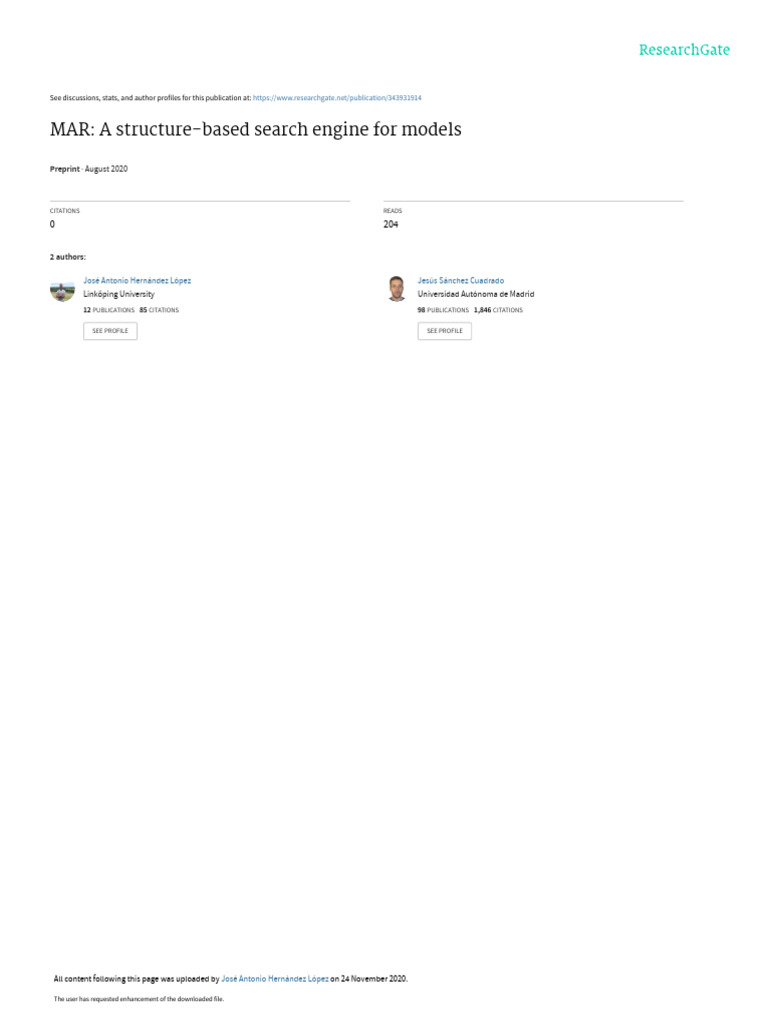 MAR: A Structure-Based Search Engine For Models: August 2020 | PDF