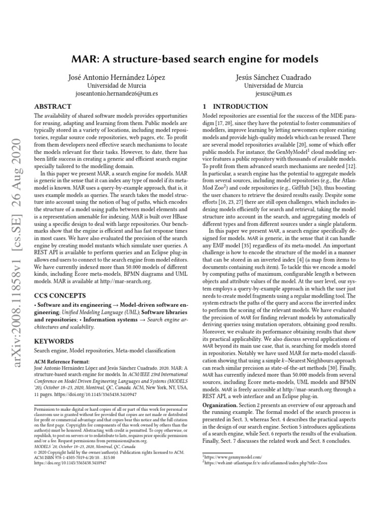MAR A Structure Based Search Engine For Models | PDF