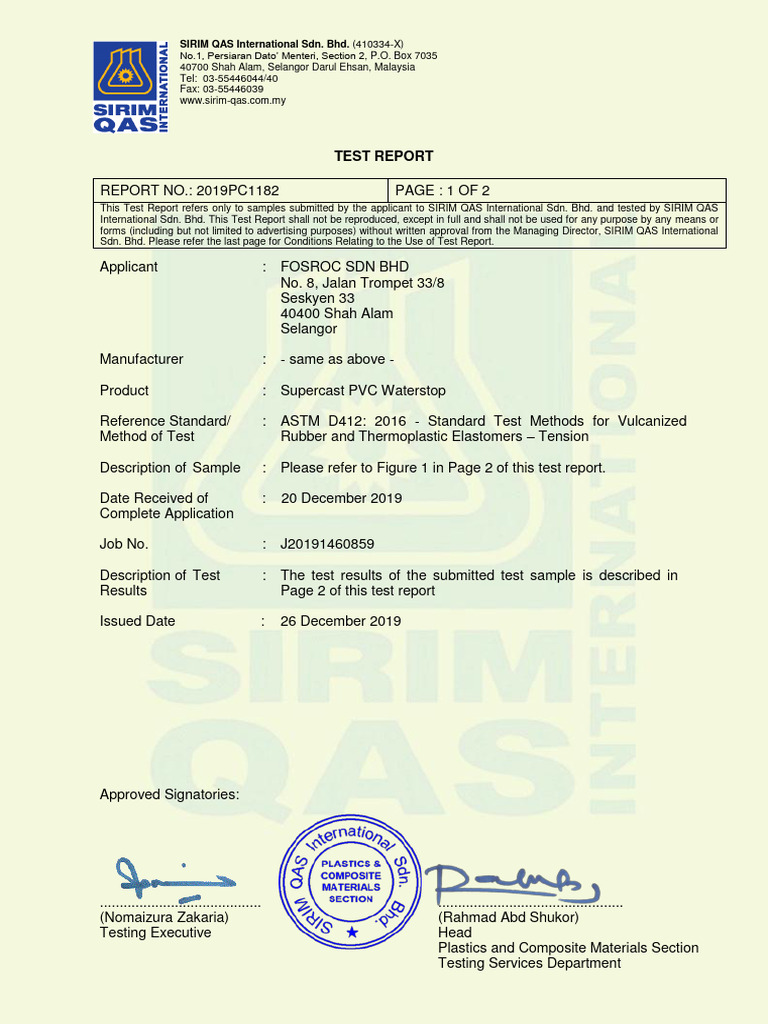 PVC Waterstop (Sirim) | PDF | Building Engineering | Materials