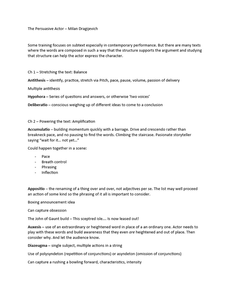 The Persuasive Actor Notes | PDF | Rhyme | Metaphor