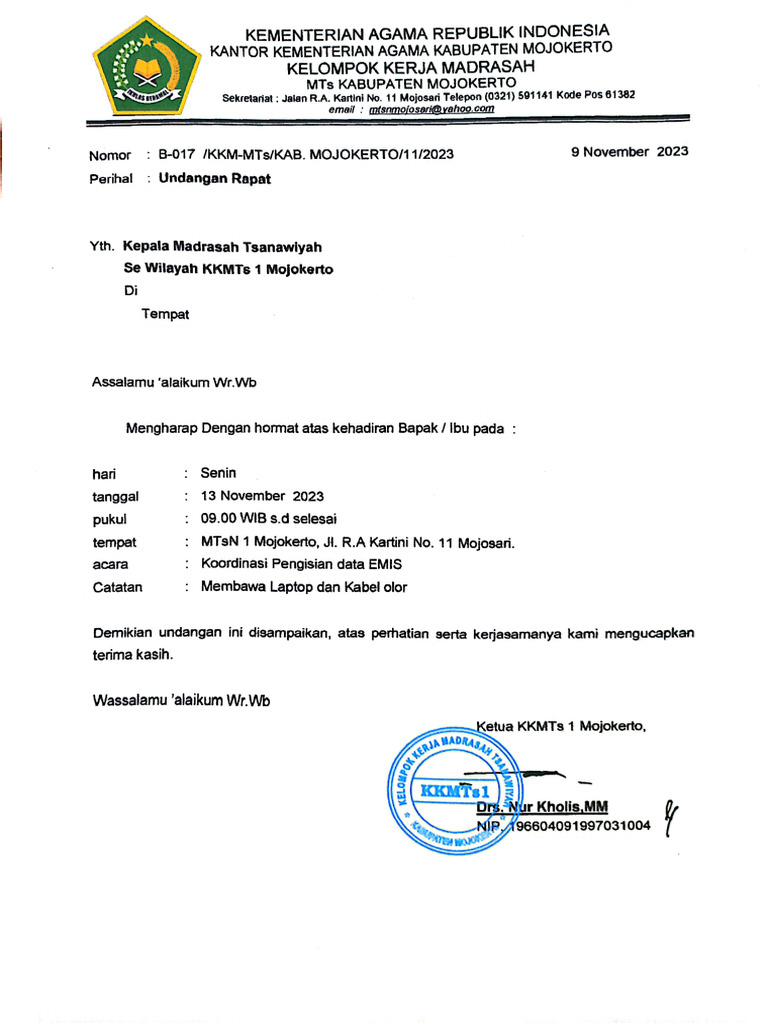 Undangan Operator Emis Senin, 13 11 23 | PDF Undangan Operator Emis Senin, 13 11 23 | PDF