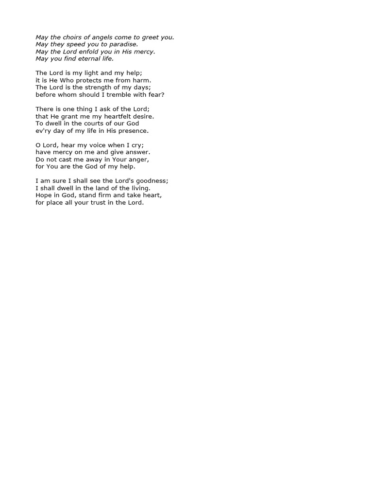 May The Choirs of Angels Come To Greet You | PDF