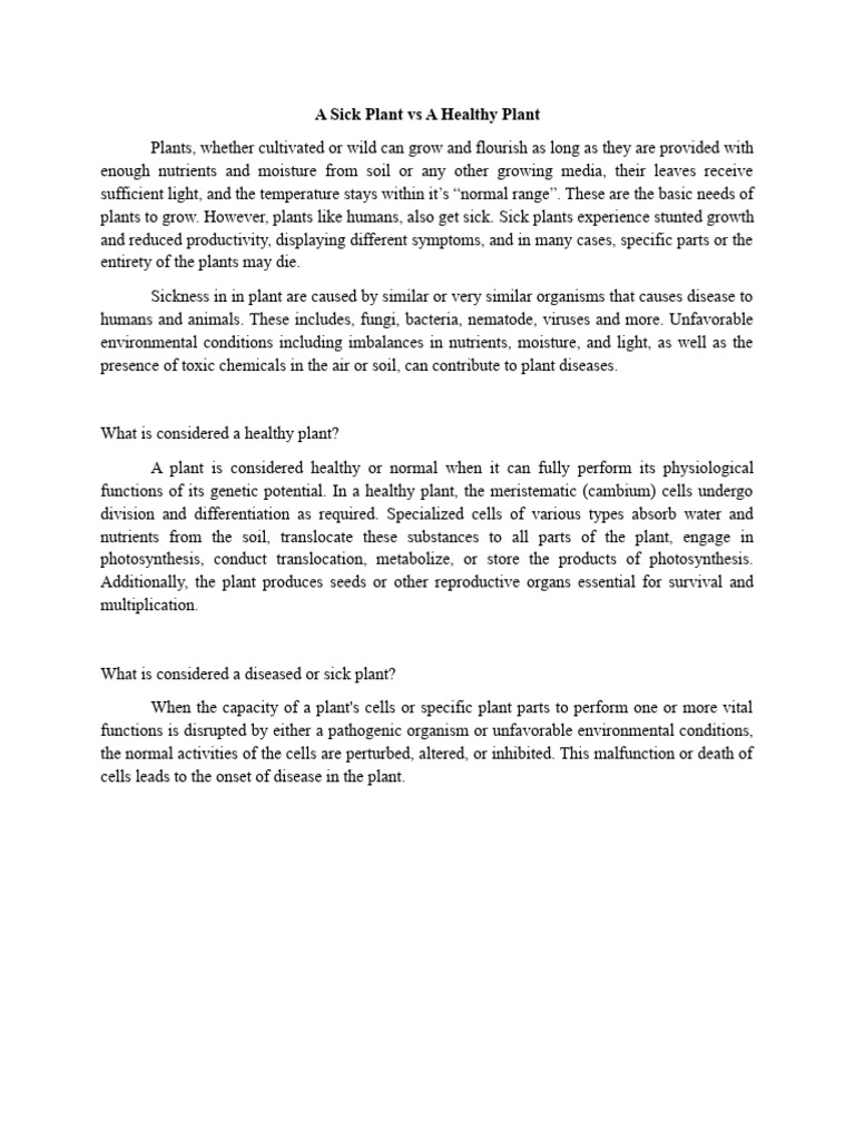 Healthy vs Sick Plants: Key Differences | PDF