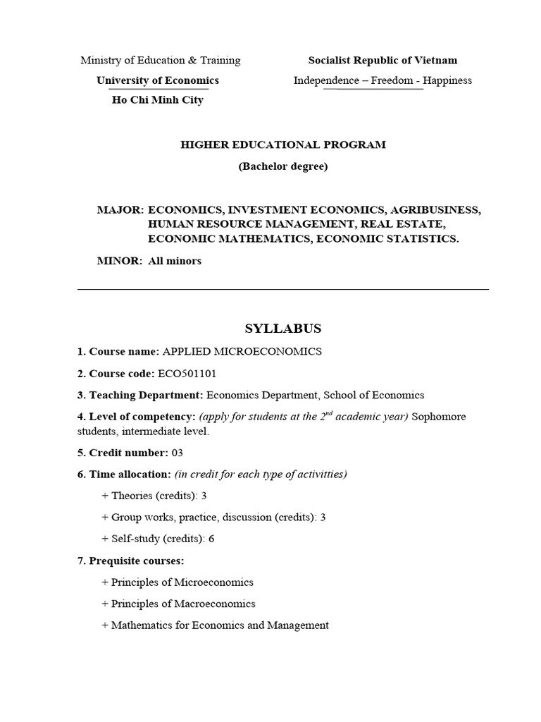 Applied Microeconomics Syllabus | PDF