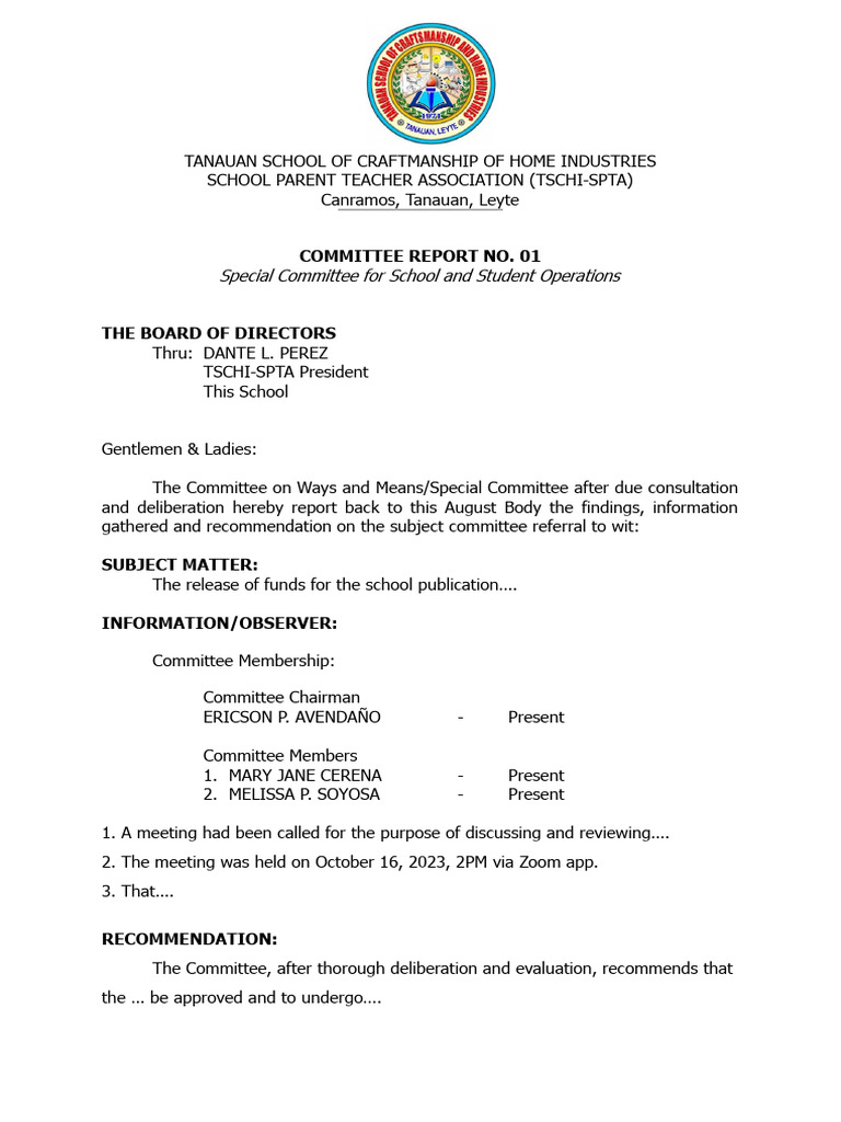Committee Report Sample | PDF