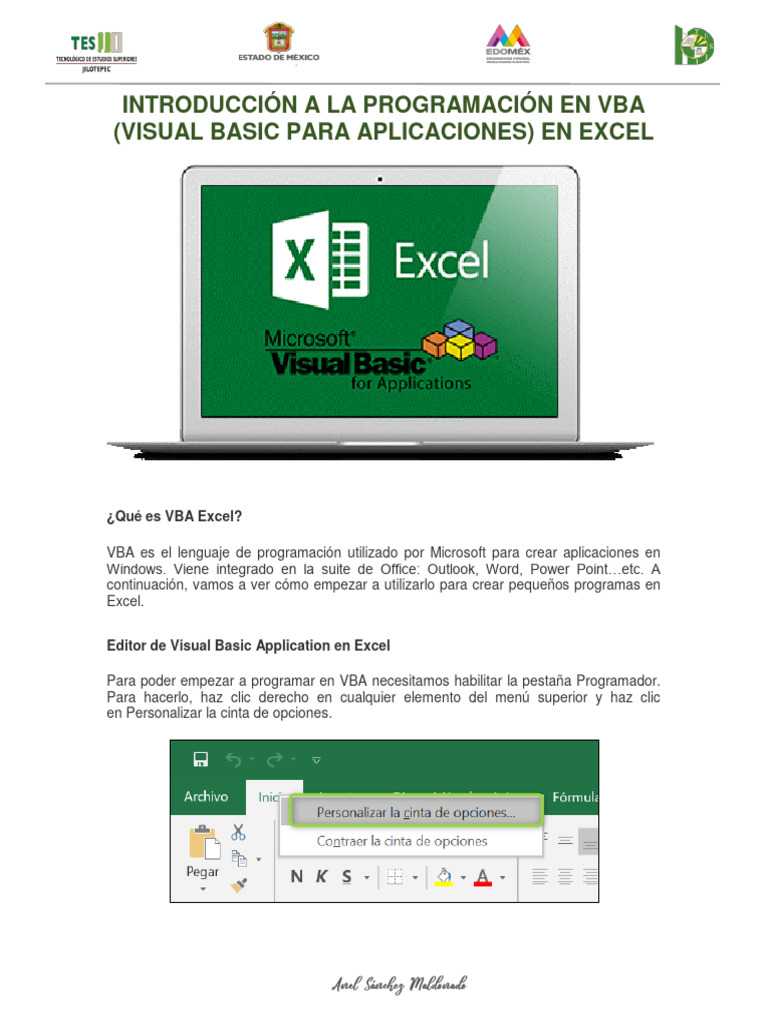 Introducción A La Programación en VBA Excel | PDF | Visual Basic para ...