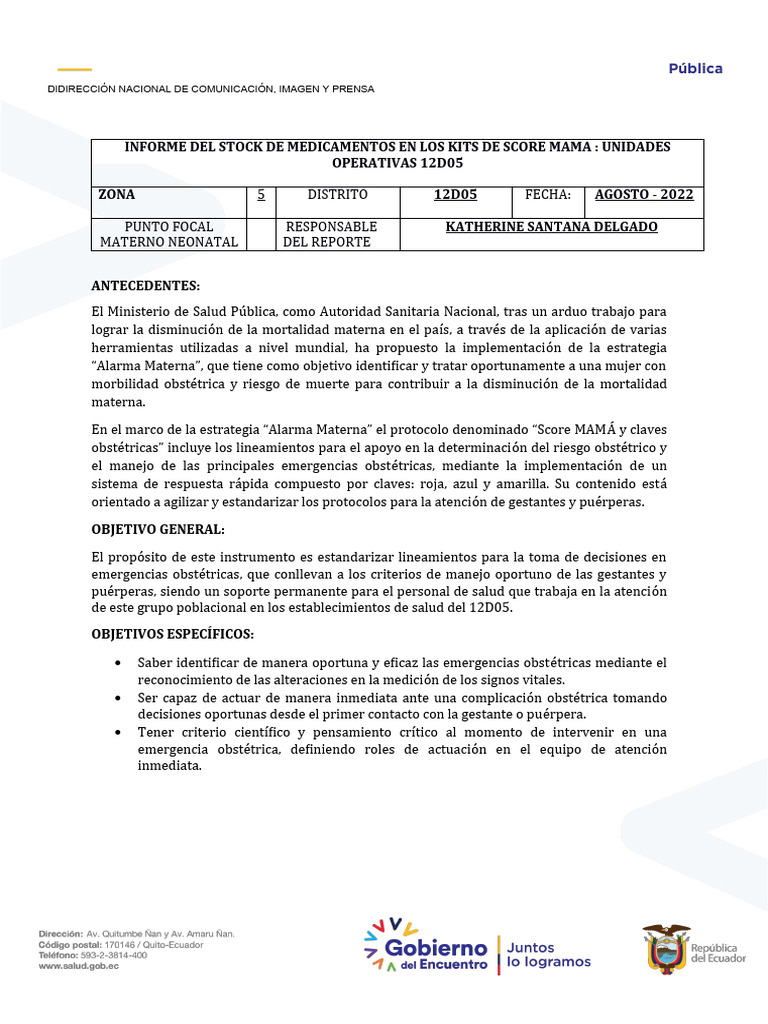 Informe Kits Obstetrico FSVSDVSFV | PDF