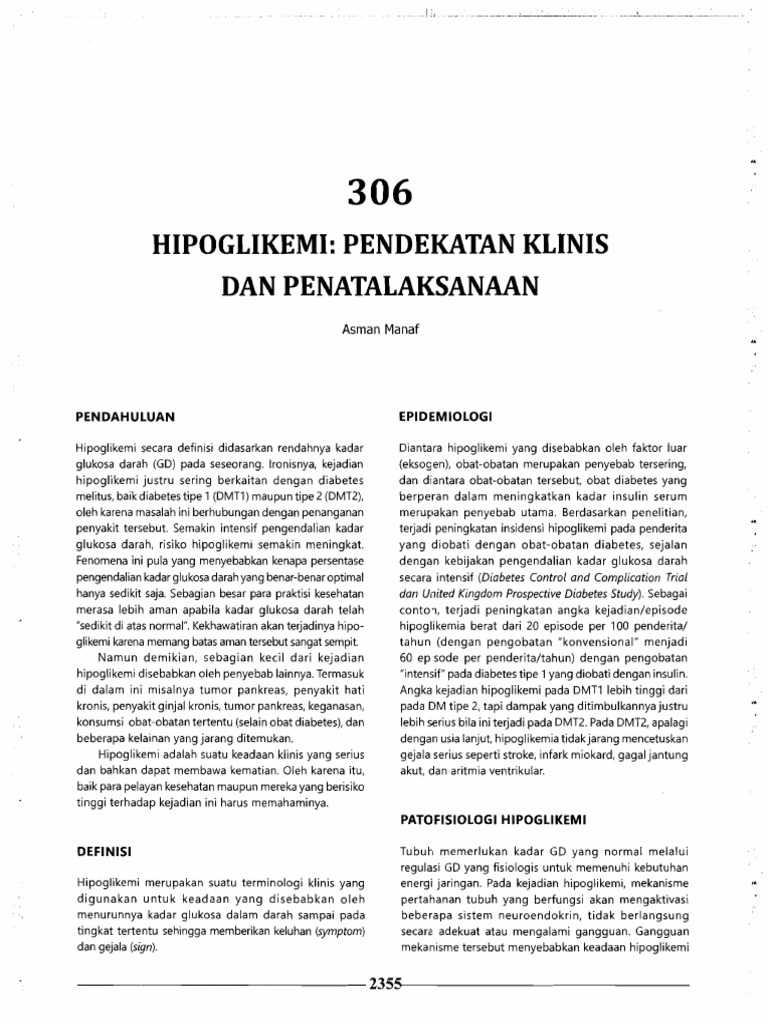 Hipoglikemia (Pendekatan & Tatalaksana) - Buku Ajar IPD | PDF