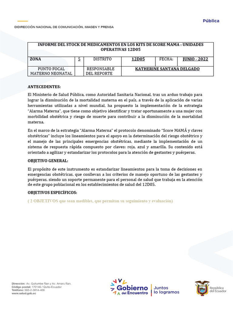 Informe Kits Obstetrico Fdvavsfv | PDF