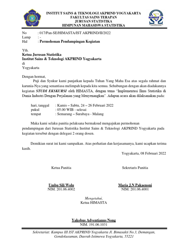 017 - Surat Permohonan Pendampingan Ke Jurusan-Dikonversi | PDF