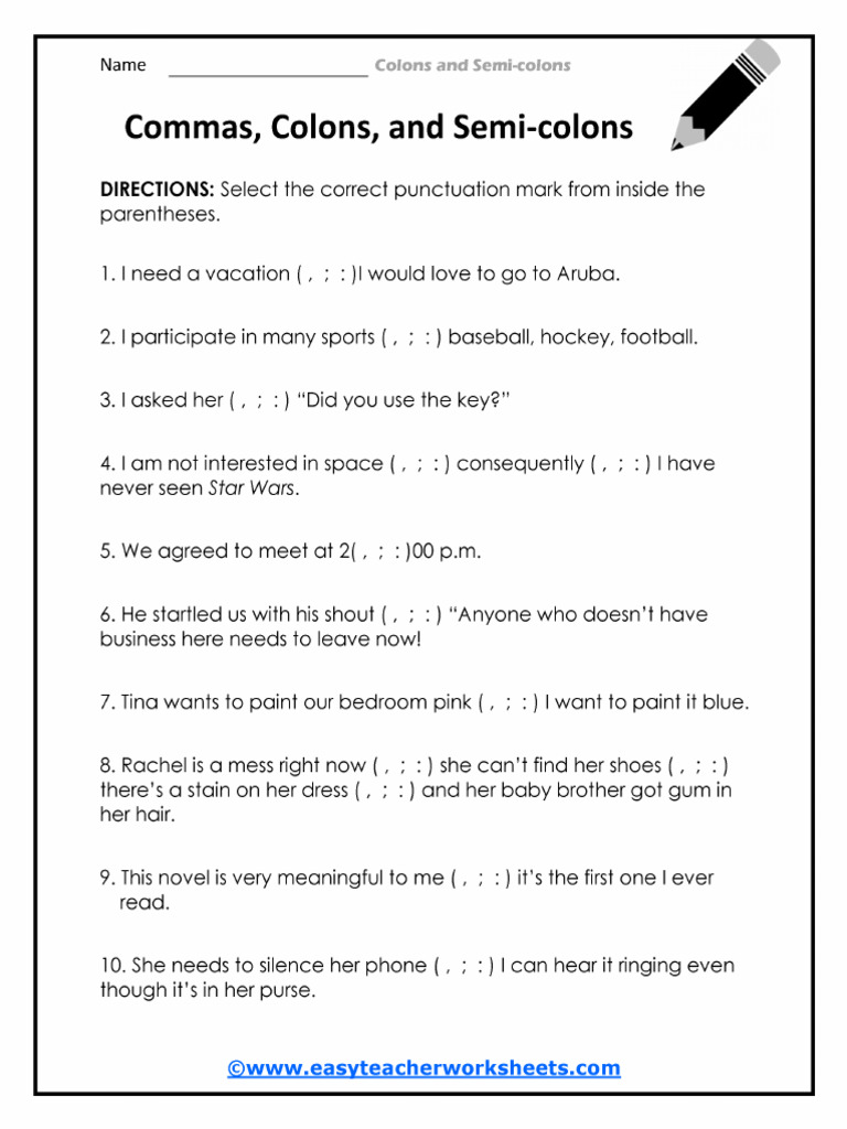 Comma, Colon, and Semi-Colon | PDF