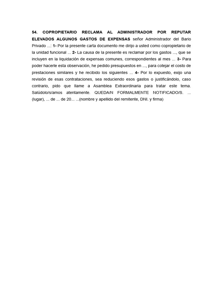 Copropietario Reclama Gastos Elevados | PDF