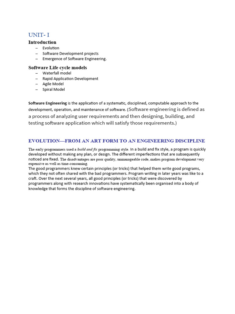 UNIT 1 Software Engineering | PDF