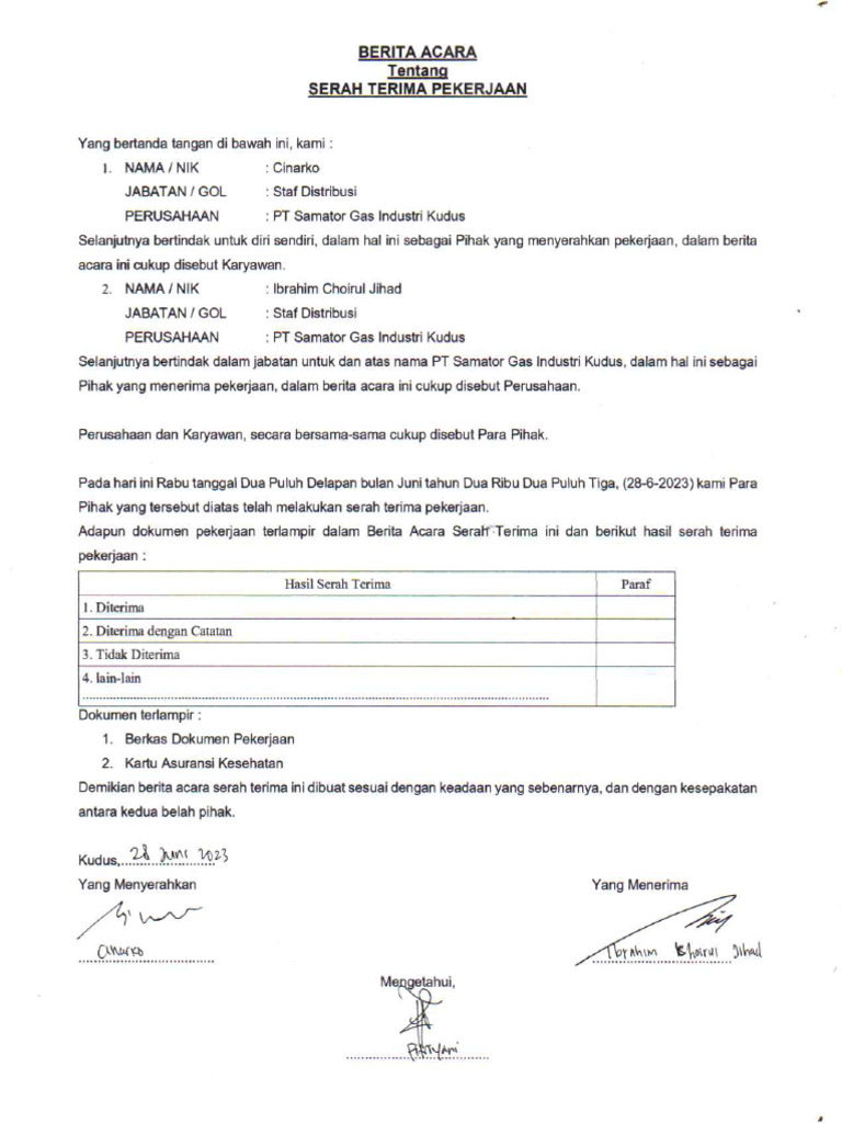 Contoh BAST | PDF