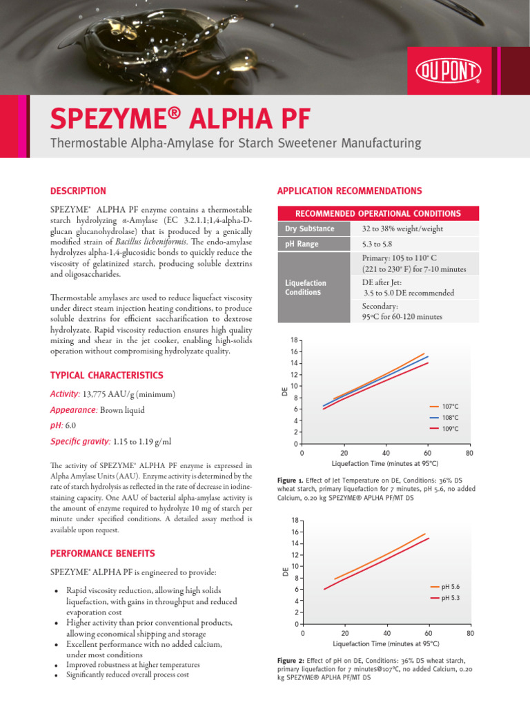 DuPont SPEZYME ALPHA PF Starchsweetener Web en | PDF