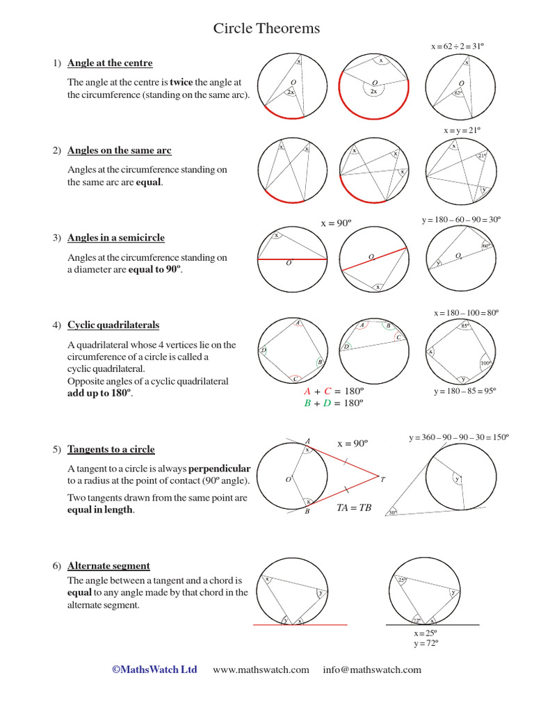 Circle Theorems Year 10 Drilling | PDF