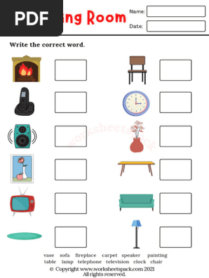 Living Room Vocabulary Worksheet Furniture And Home Appliances In Your
