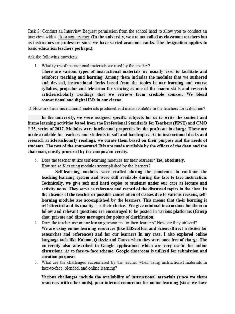 Task 2 For PSTs Revised | PDF