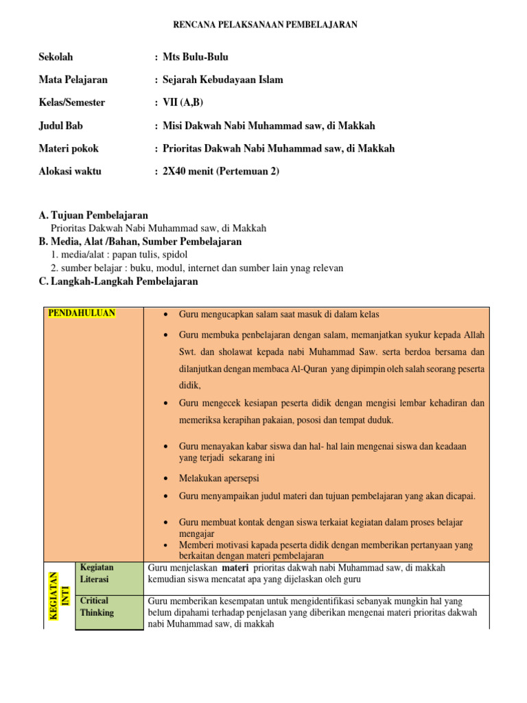 RPP Yul Pertemuan Ke 5 | PDF