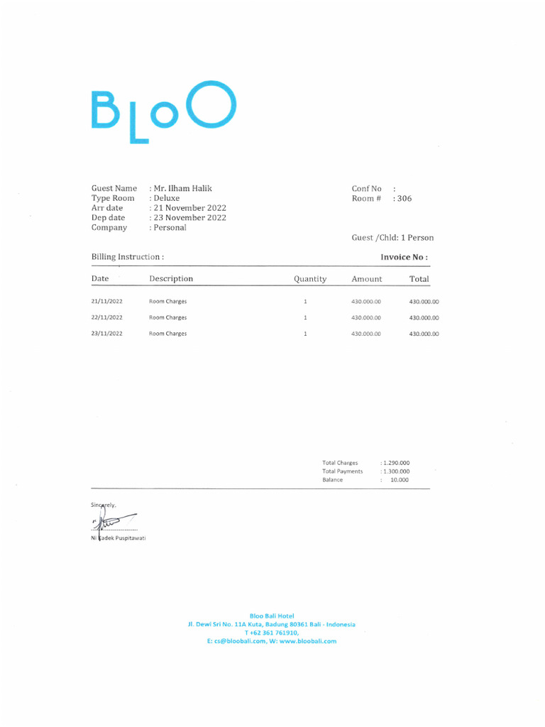 Bill Hotel Bloo | PDF