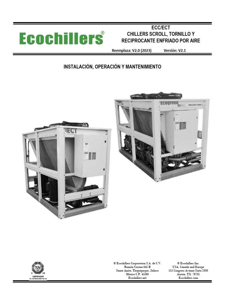 Manual de Instalacion Operacion y Mantenimiento Ecochillers | PDF