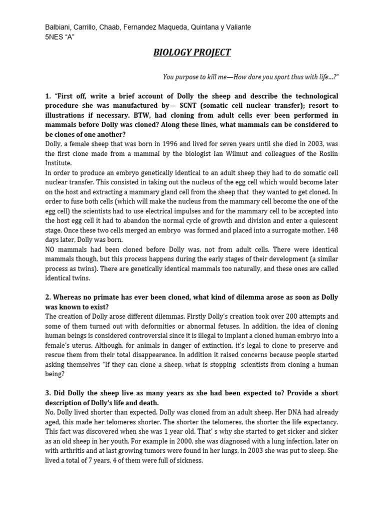 Biology Project | PDF