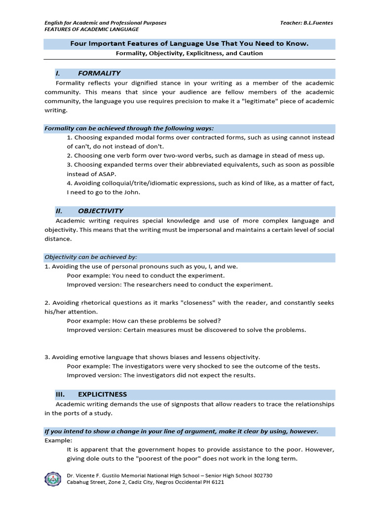 4 Important Features of A Language Use | PDF | Verb | Cognitive Science