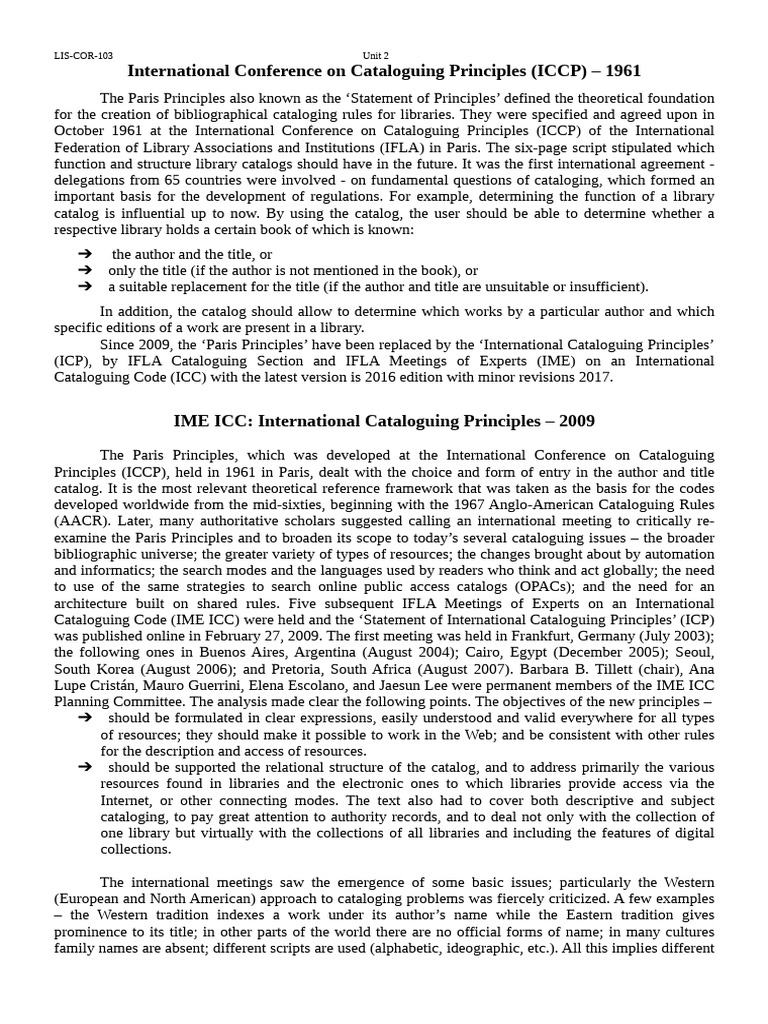 International Conference On Cataloguing Principles (ICCP) - 1961 | PDF ...