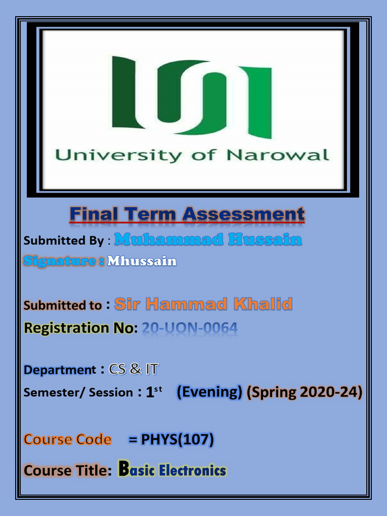 0001-Muhammad Hussain-FinAl | PDF | Transformer | Electromagnetic Induction