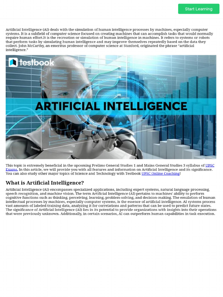 Artificial Intelligence-Meaning, Features and Real Time Examples | PDF
