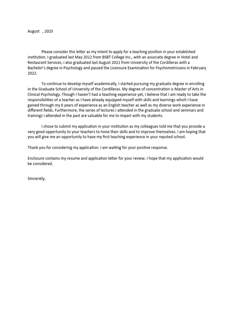 Application Letter - 2023 | PDF