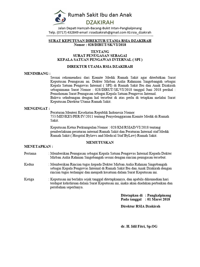 Surat Keputusan Spi Mirban | PDF