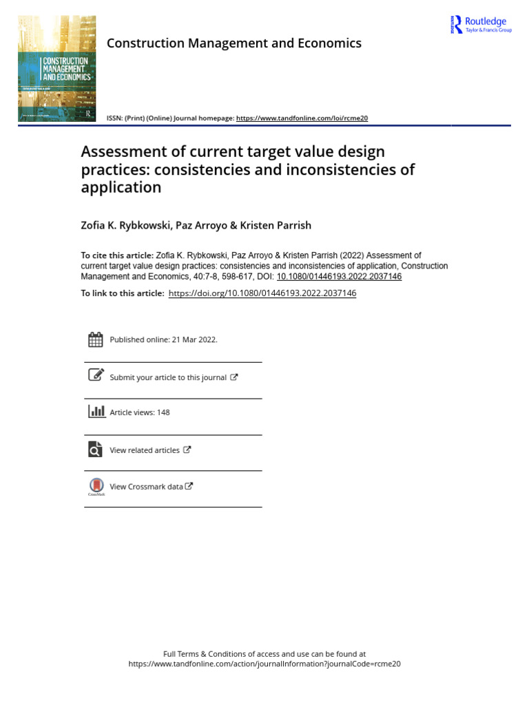 Target Value Design Practices Assessment | PDF | Art