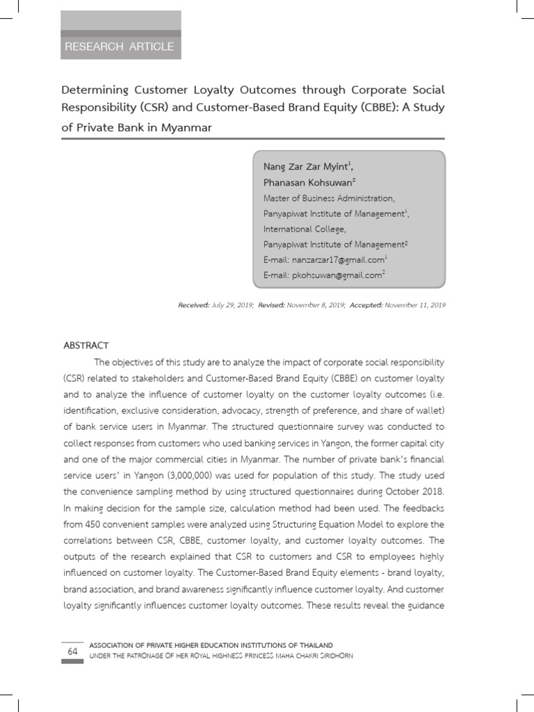 Customer Loyalty Outcomes Private Banks | PDF | Corporate Social Responsibility | Brand