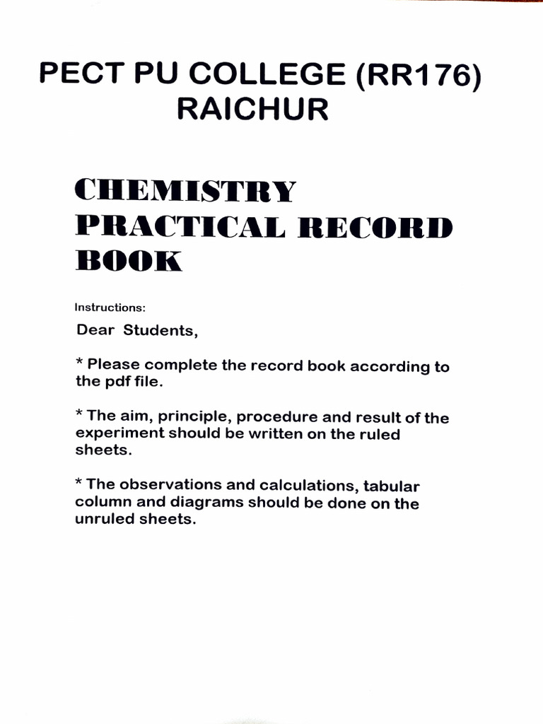 Chemistry Lab Record Book | PDF
