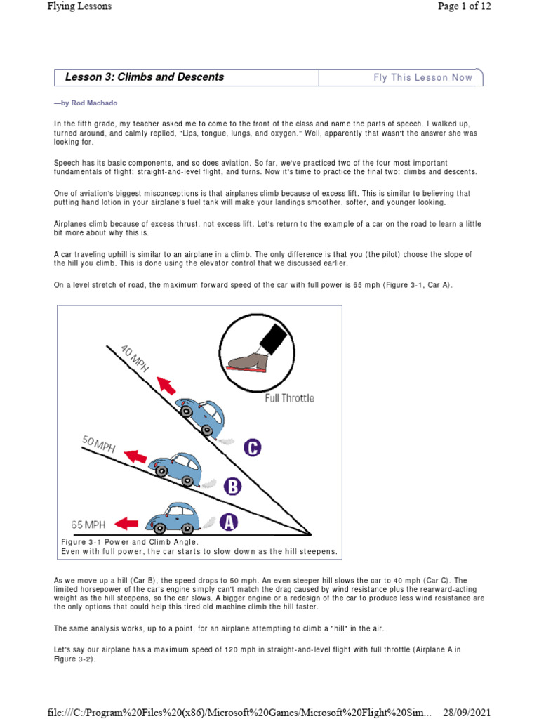Lesson 3 Climbs and Descents | PDF | Airspeed | Airplane